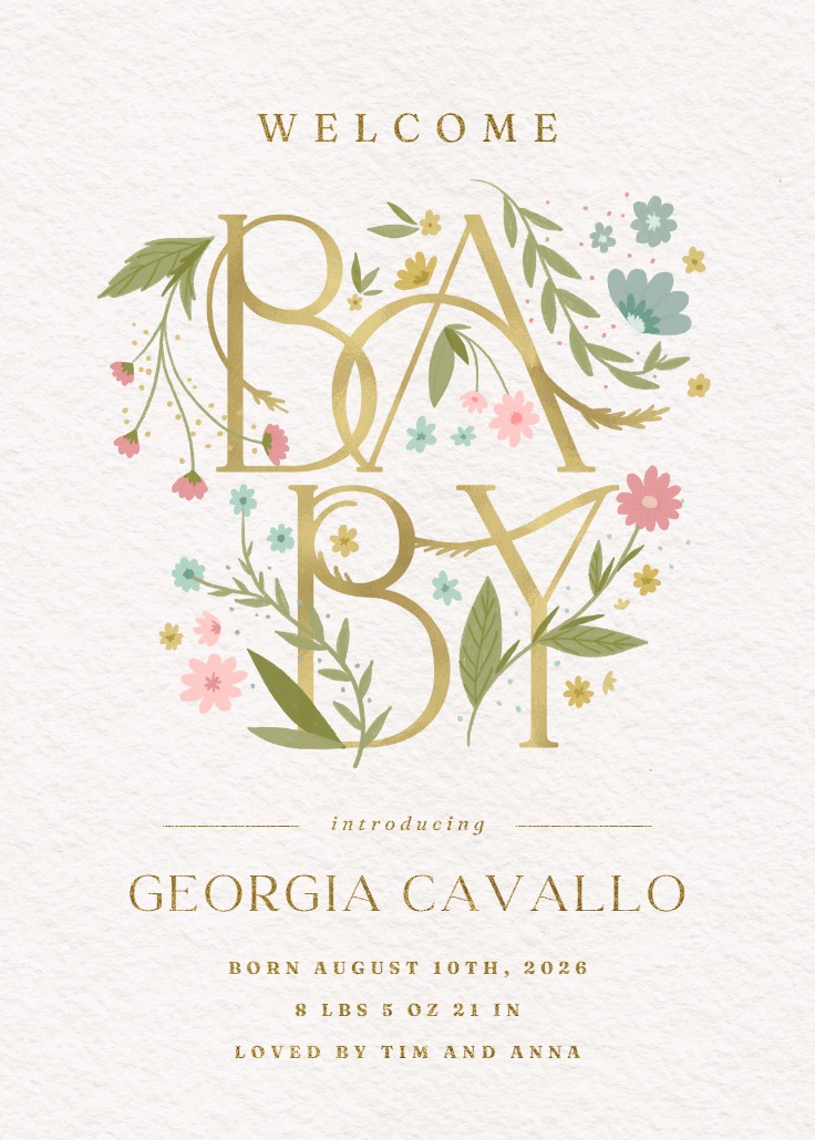 Baby winter blooms - Birth Announcement (Free) | Greetings Island