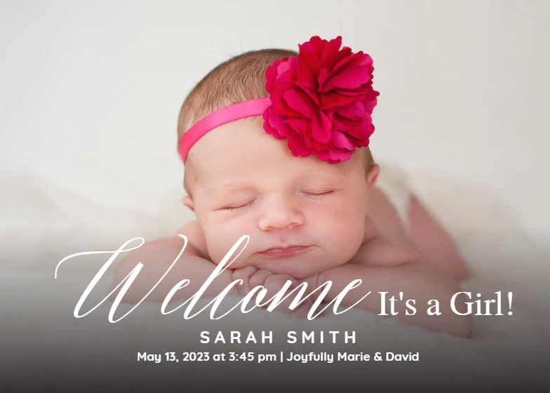 Joy Lettering - Birth Announcement Template (Free) | Greetings Island