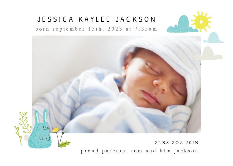 Baby Birth Announcement Templates (Free) | Greetings Island