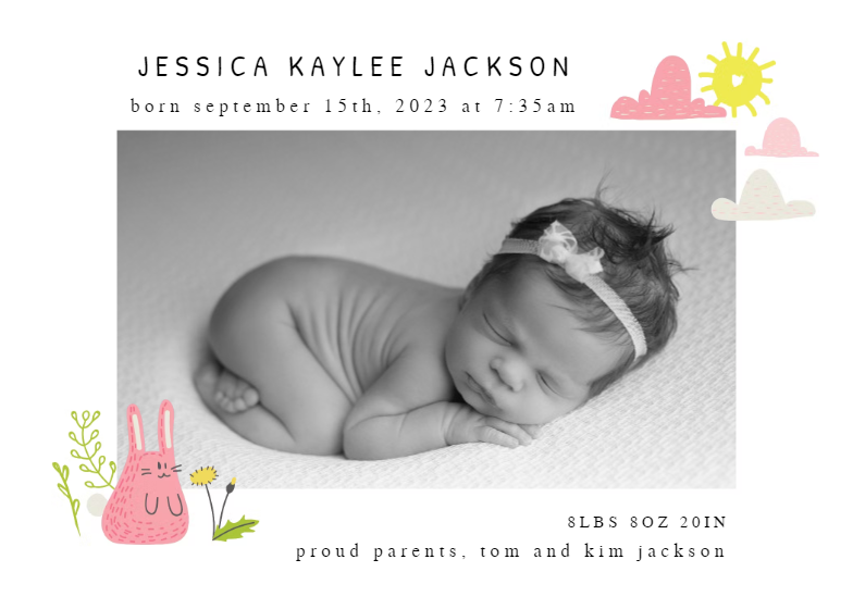 Baby Birth Announcement Templates (Free) | Greetings Island