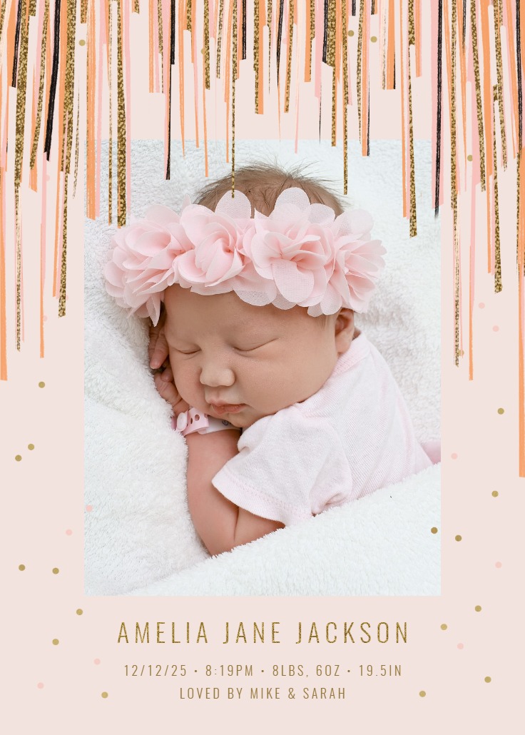 Decorative stripes - Birth Announcement | Greetings Island