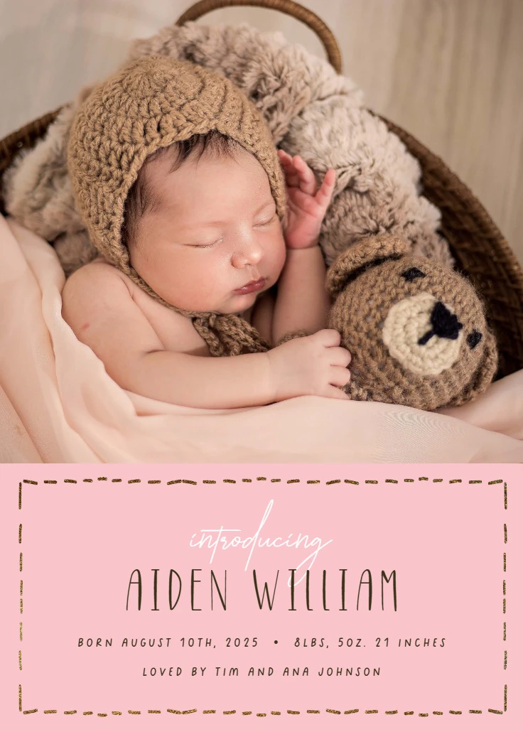 Dotted Border - Birth Announcement (Free) | Greetings Island