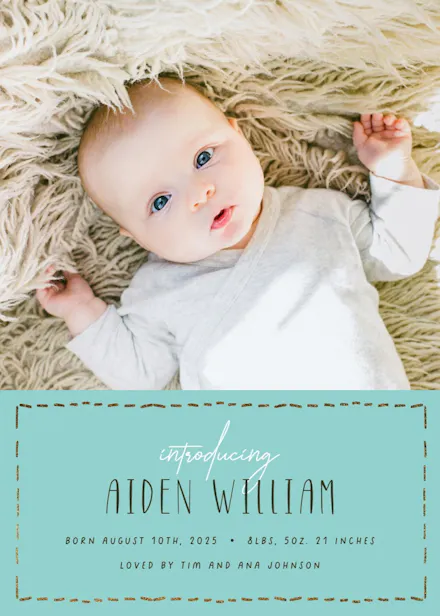 Dotted Border - Birth Announcement Template (Free) | Greetings Island