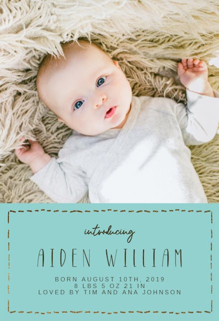 Dotted Border - Birth Announcement Template (Free) | Greetings Island