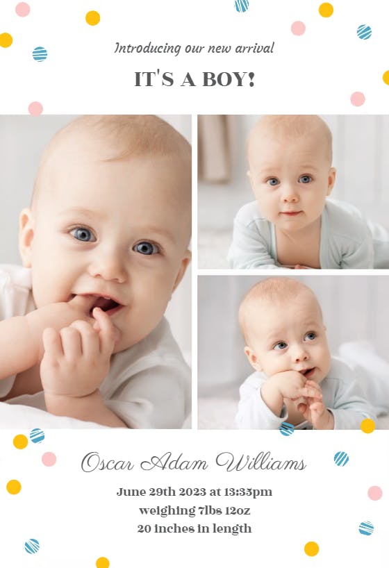 Hello Baby - Birth Announcement Template (Free) | Greetings Island