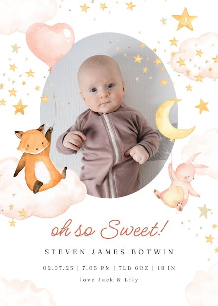 Baby Birth Announcement Templates (Free) | Greetings Island