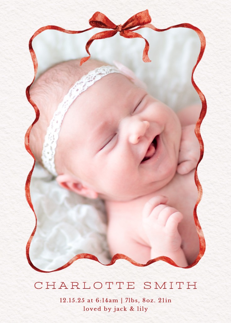 Ruby Ribbon - Birth Announcement | Greetings Island