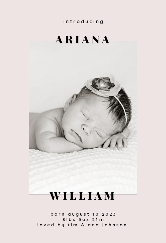 Baby Birth Announcement Templates (Free) | Greetings Island