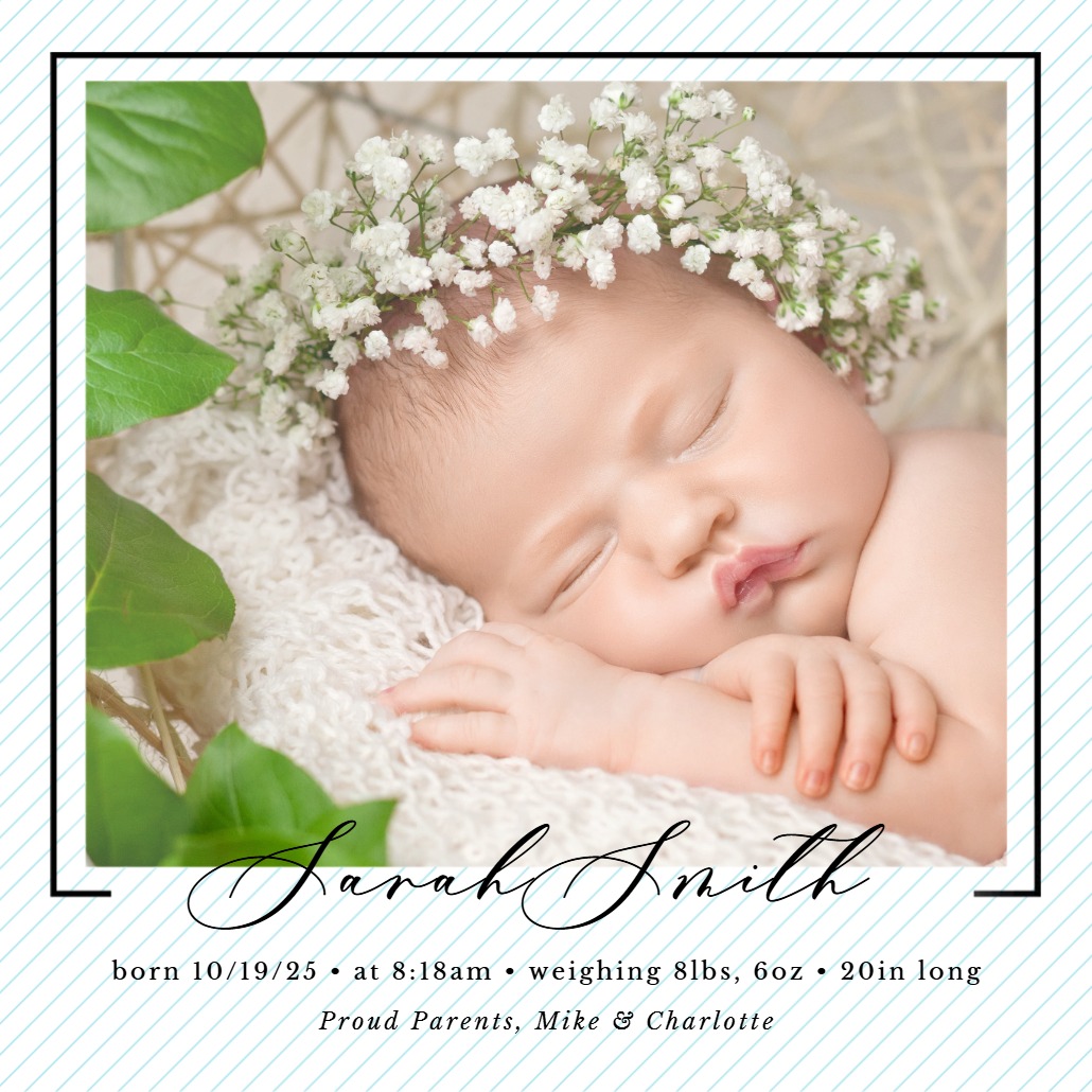 Page 7 | Baby Birth Announcement Templates (Free) | Greetings Island