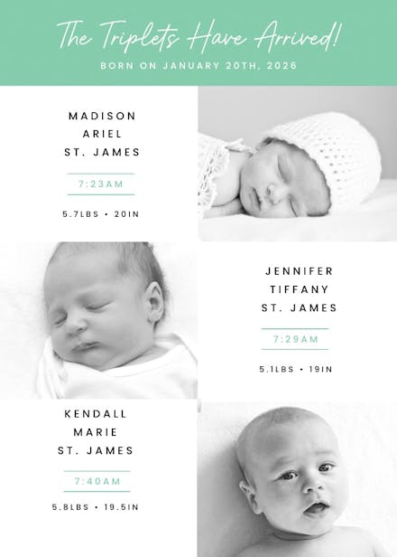 Page 3 | Baby Birth Announcement Templates (Free) | Greetings Island