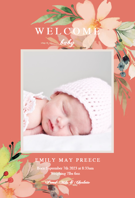 Baby Birth Announcement Templates (Free) | Greetings Island