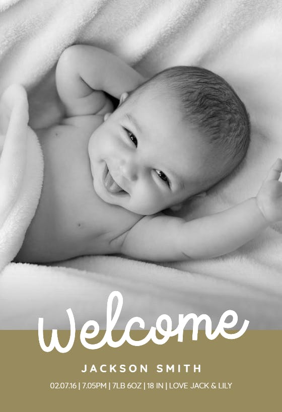 Welcome - Birth Announcement Template (Free) | Greetings Island