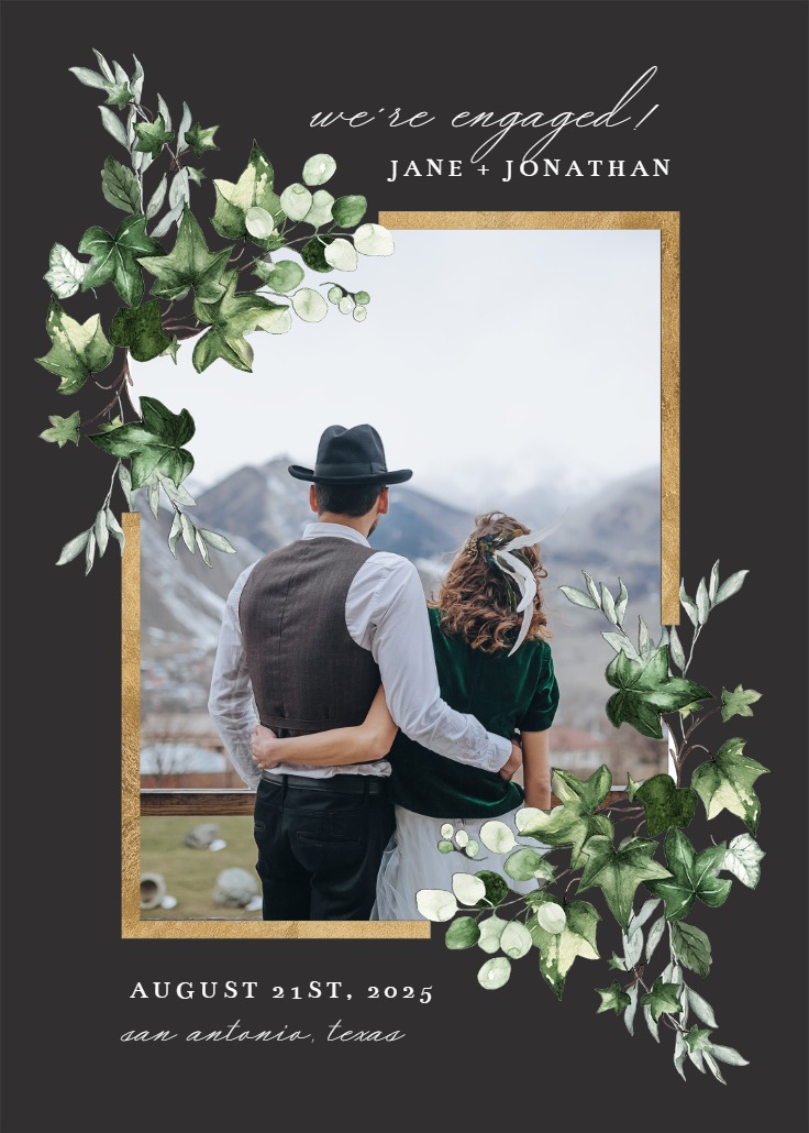 Ivy Gold Frame - Engagement Announcement | Greetings Island