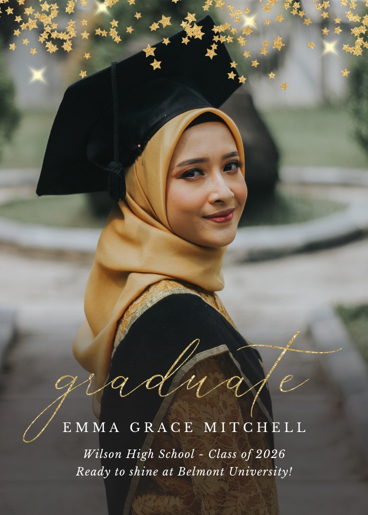 Gold Star Confetti - Graduation Announcement (Free) | Greetings Island