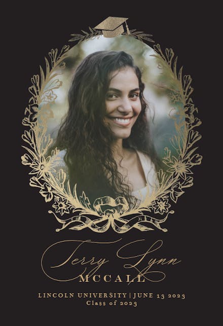 Golden Wreath Photo - Graduation Announcement Template | Greetings Island