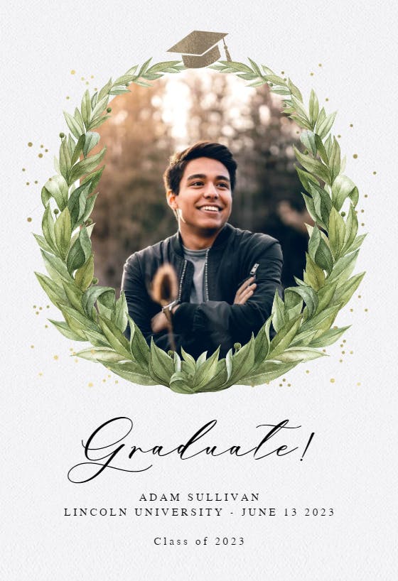 Laurel Wreath Photo - Graduation Announcement Template | Greetings Island