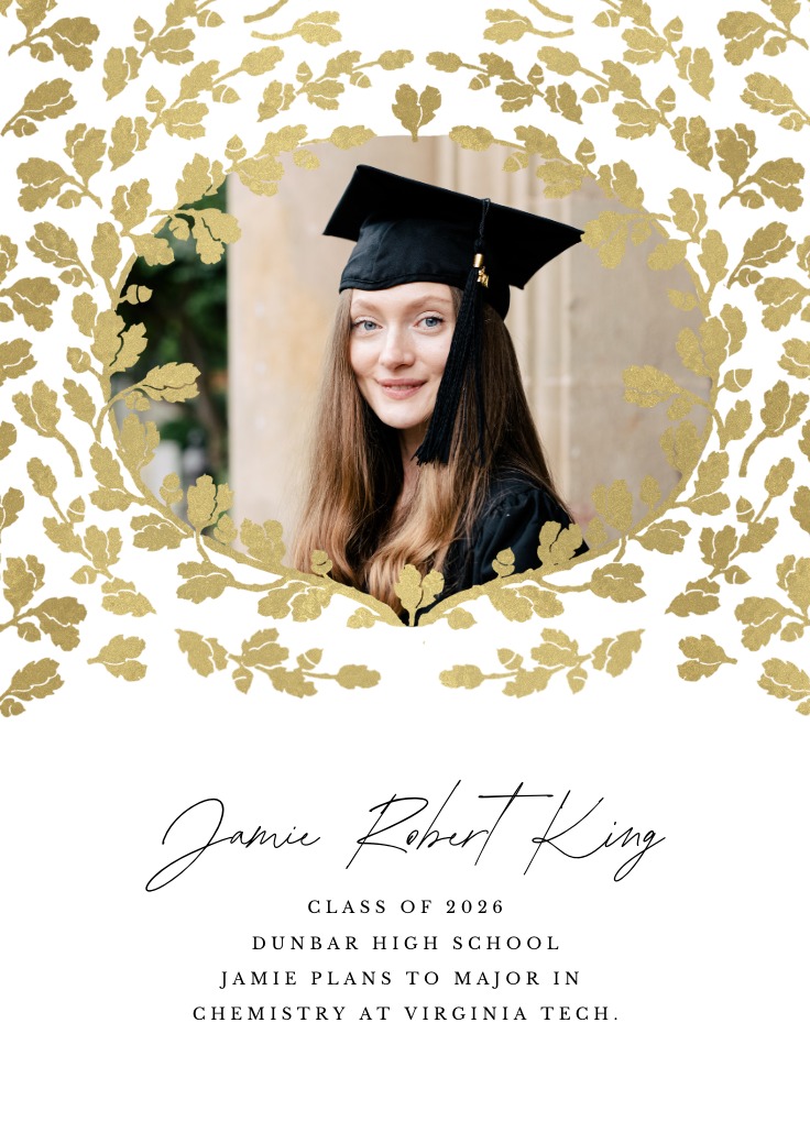 Leaves of Gold - Graduation Announcement | Greetings Island