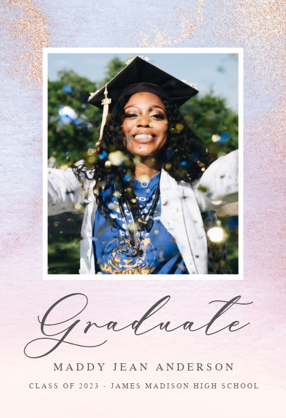 Golden Outline Branches - Graduation Announcement Template | Greetings ...