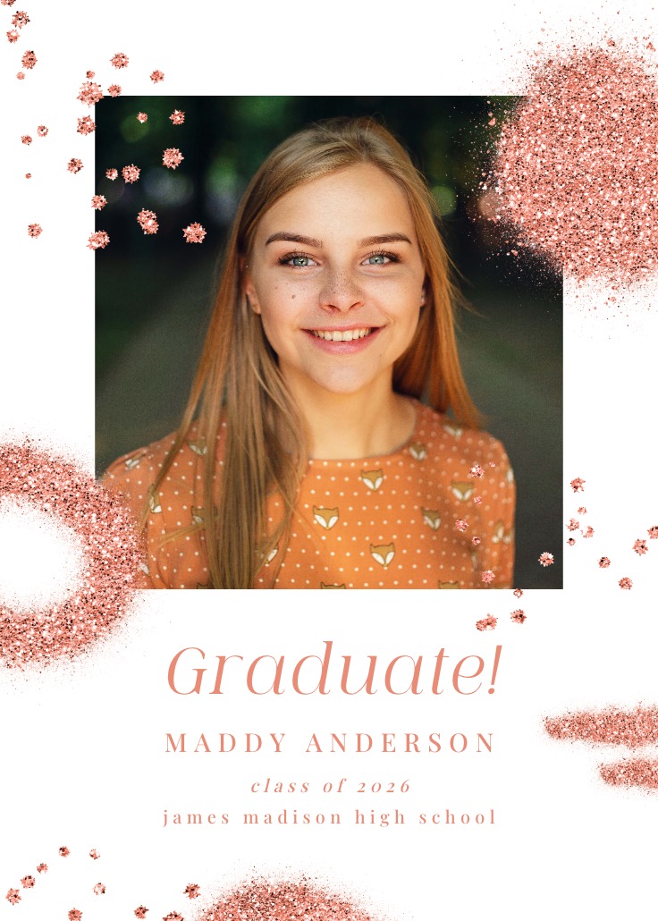 Pink Glitter Shapes - Graduation Announcement | Greetings Island