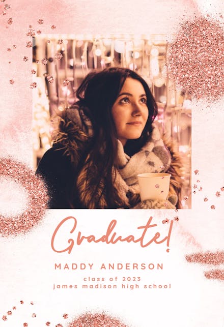 Pink Glitter Shapes - Graduation Announcement Template | Greetings Island