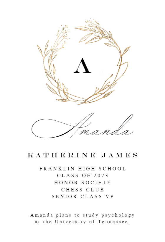 Ivy Gold Frame - Graduation Announcement Template | Greetings Island
