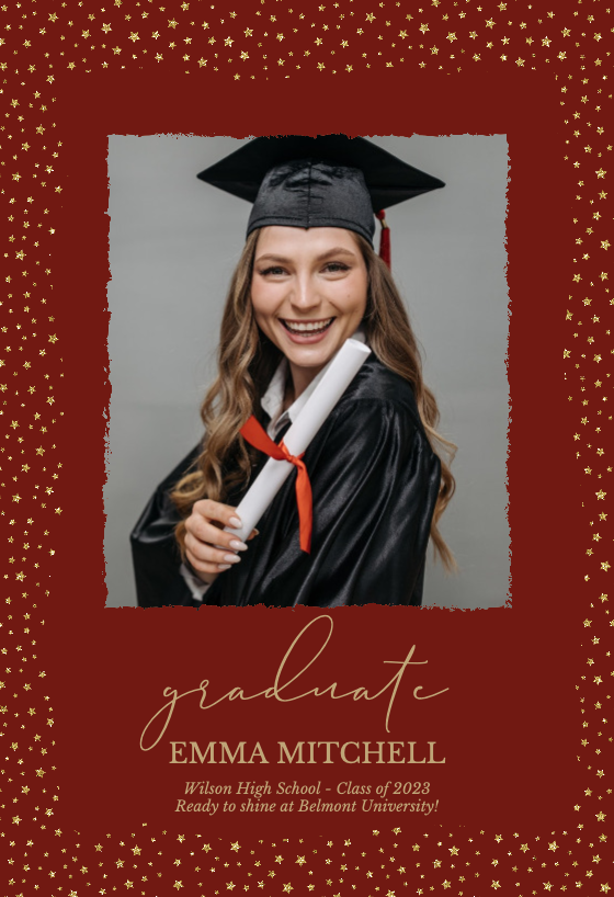 Sparkle Stars - Graduation Announcement Template (Free) | Greetings Island