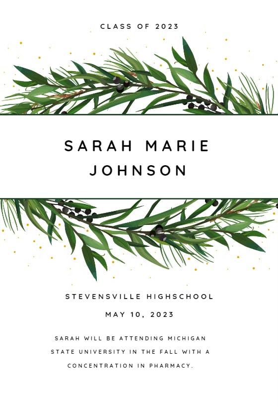 Winter Wreath - Graduation Announcement Template (Free) | Greetings Island