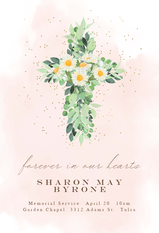 Daisies Cross - Memorial Card Template | Greetings Island