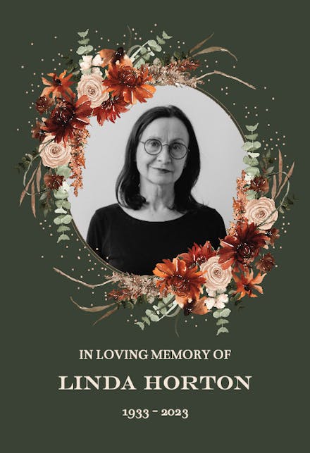 Floral Terracotta Frame - Memorial Card Template | Greetings Island