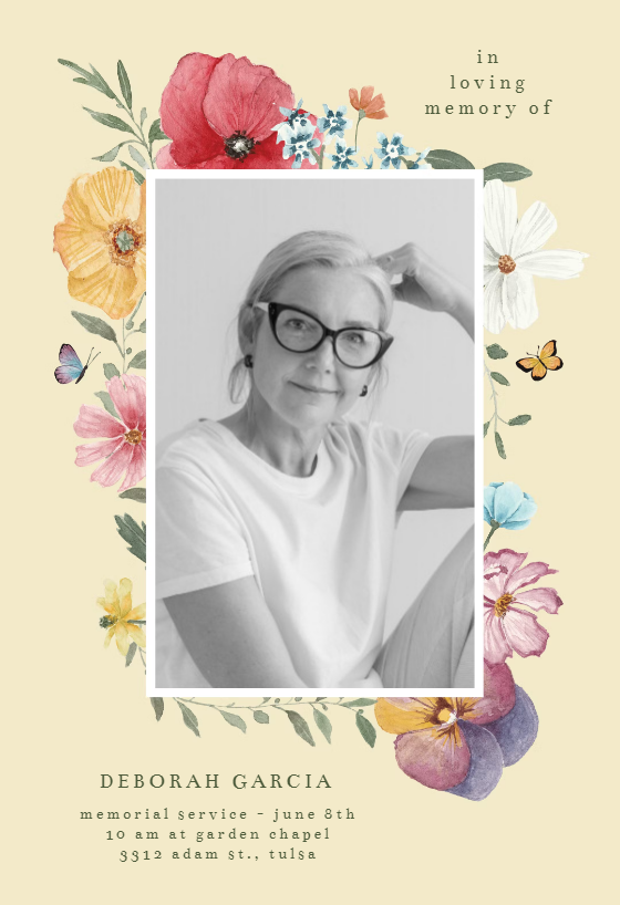 Full of Flowers Frame - Memorial Card | Greetings Island