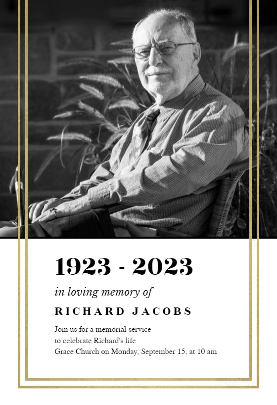 Golden Frame - Memorial Card Template (Free) | Greetings Island