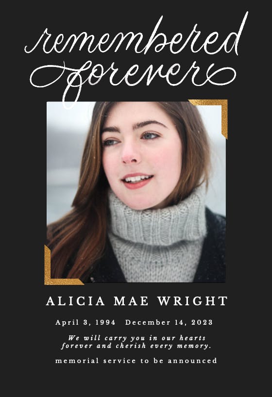 Remembered Forever - Memorial Card Template (Free) | Greetings Island