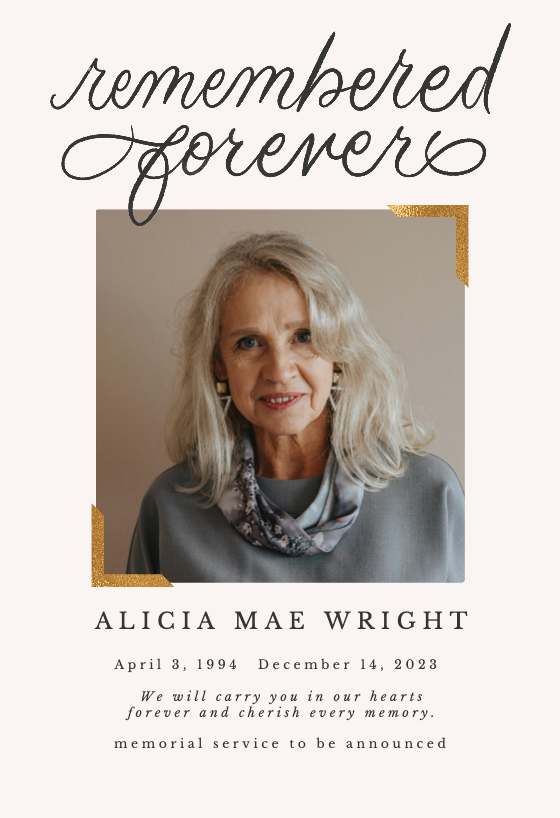 Remembered Forever - Memorial Card Template (Free) | Greetings Island
