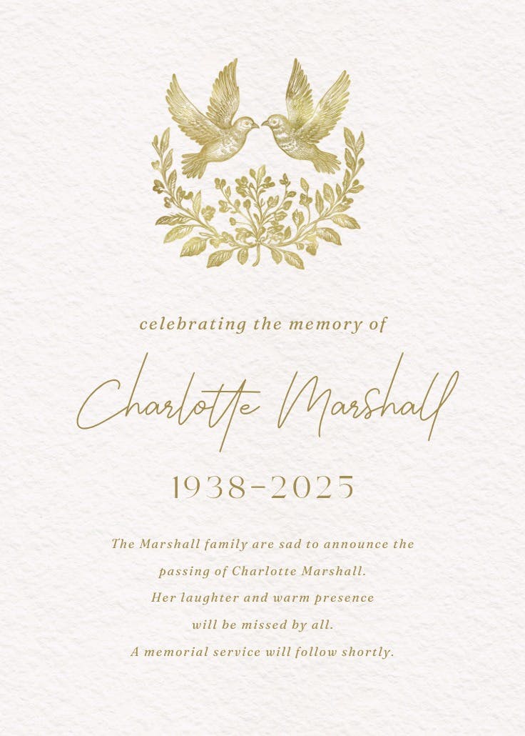 Traditional Border - Memorial Card (Free) | Greetings Island