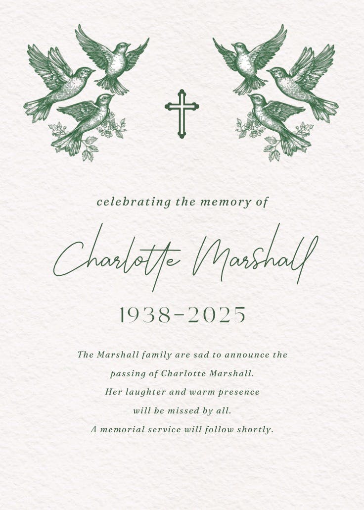 Traditional Border - Memorial Card (Free) | Greetings Island