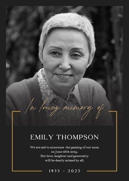 Treasured Memory - Memorial Card Template (Free) | Greetings Island