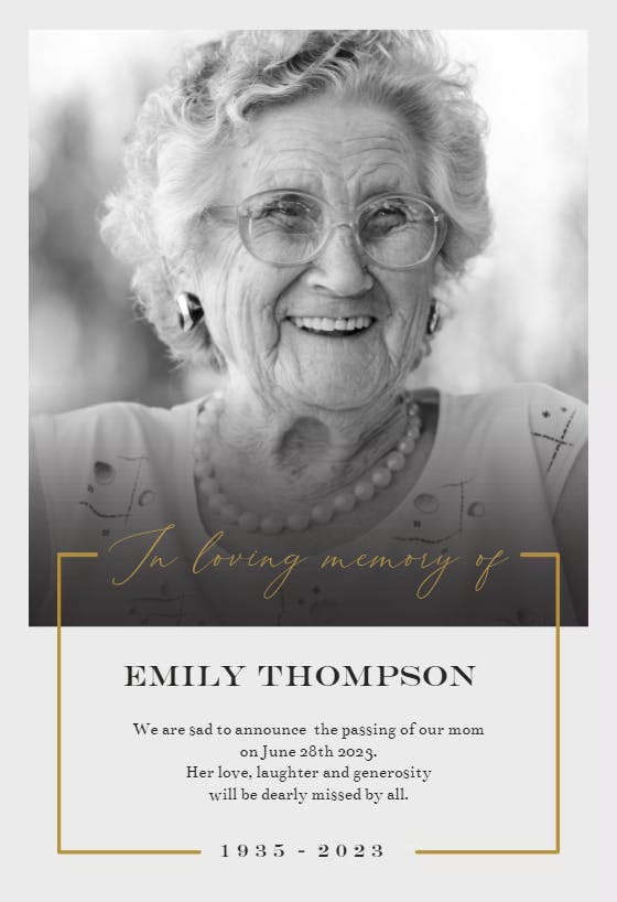 Treasured Memory - Memorial Card Template (Free) | Greetings Island