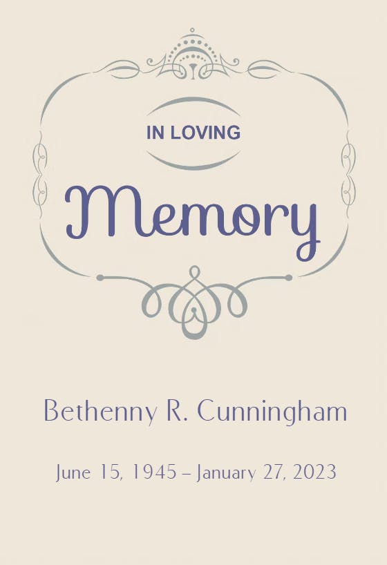 Vintage Frame - Memorial Card Template (Free) | Greetings Island