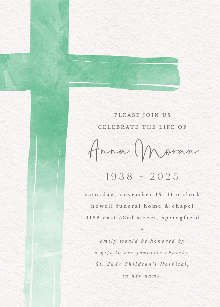 Watercolor Cross - Memorial Card | Greetings Island