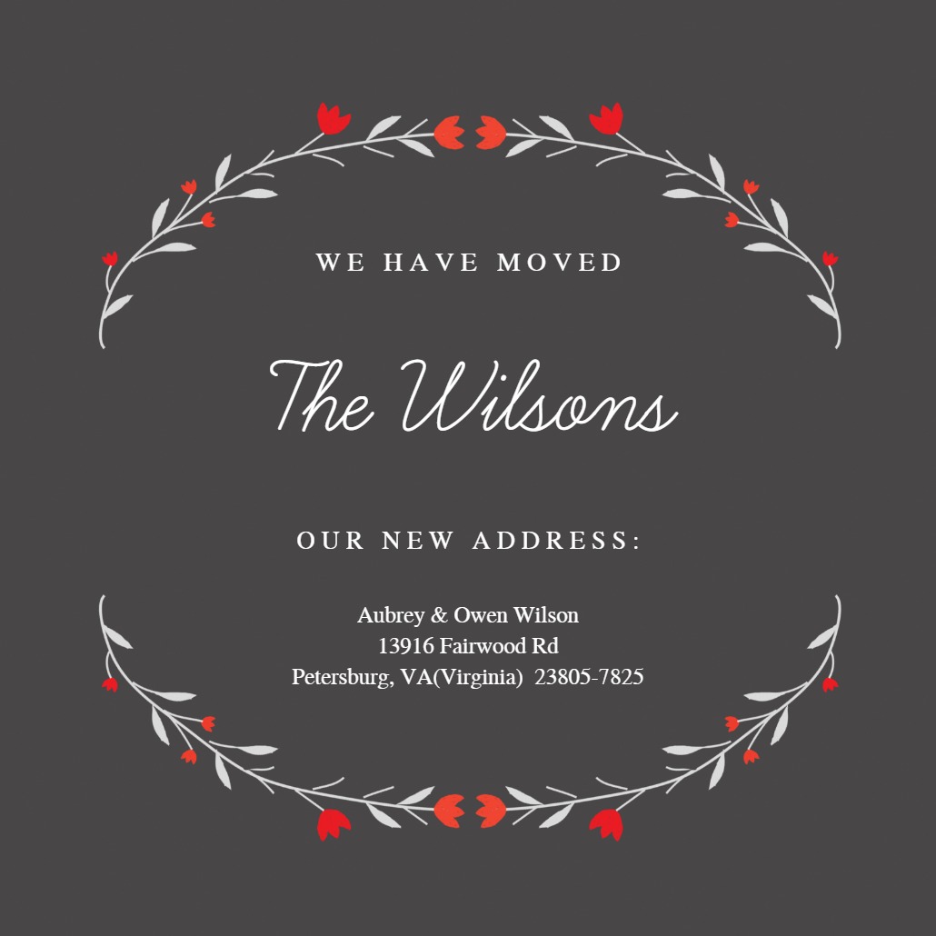 Floral Embrace - Moving Announcement (Free) | Greetings Island