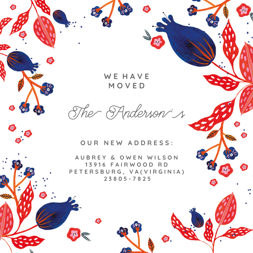 Floral Embrace - Moving Announcement Template (Free) | Greetings Island