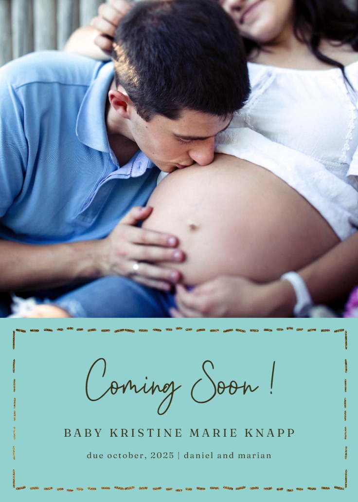 Dotted Border - Pregnancy Announcement Template (Free) | Greetings Island