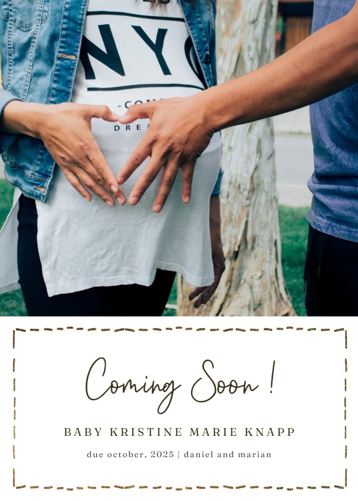 Dotted Border - Pregnancy Announcement Template (Free) | Greetings Island