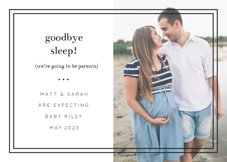 Goodbye Sleep! - Pregnancy Announcement Template (Free) | Greetings Island