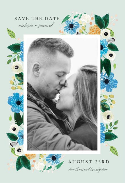 Blue & Orange - Save The Date Card Template (Free) | Greetings Island