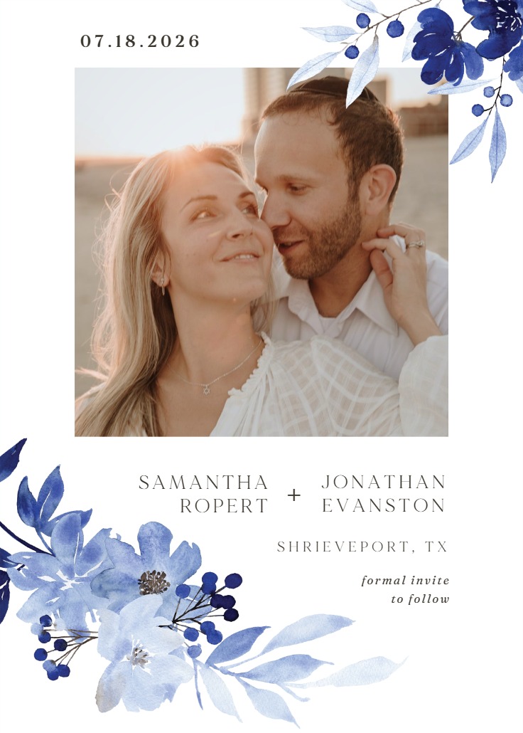 Blue Bouquet - Save the Date Card | Greetings Island