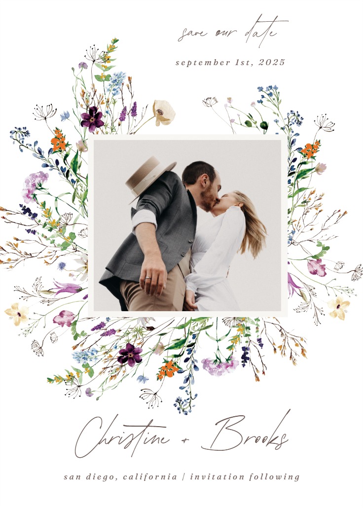 Dainty Wild Flowers - Save the Date Card | Greetings Island