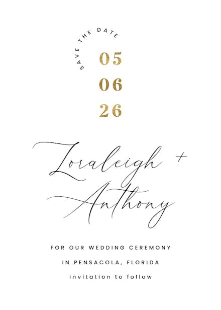 Elegant Calligraphy - Save The Date Card Template (Free) | Greetings Island