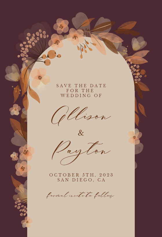 Fall Floral Arch - Save The Date Card Template | Greetings Island