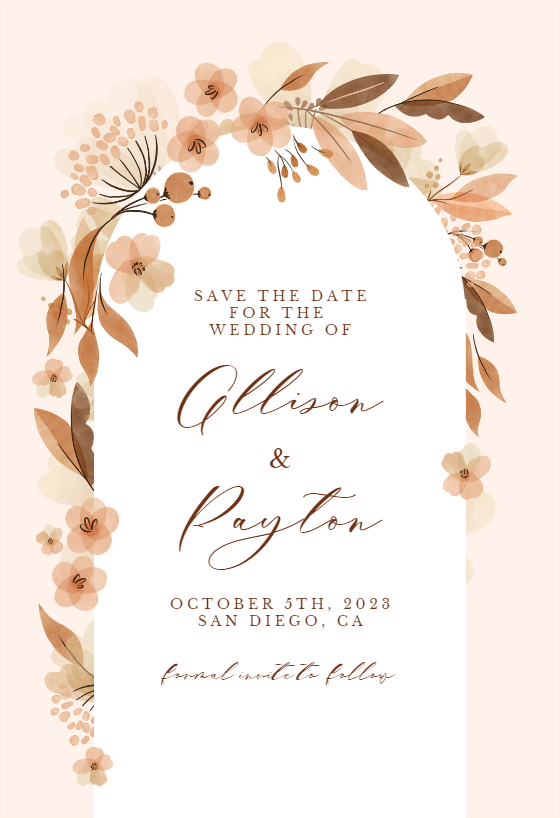Fall Floral Arch - Save The Date Card Template | Greetings Island